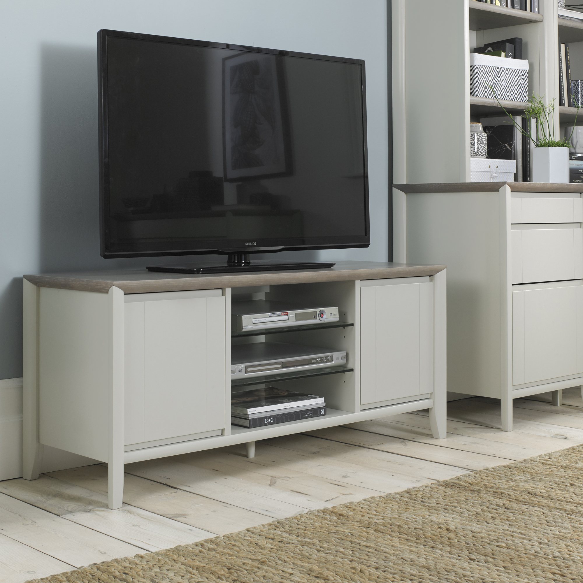 Bergen Grey Washed Oak & Soft Grey Media Unit - Bentley Designs