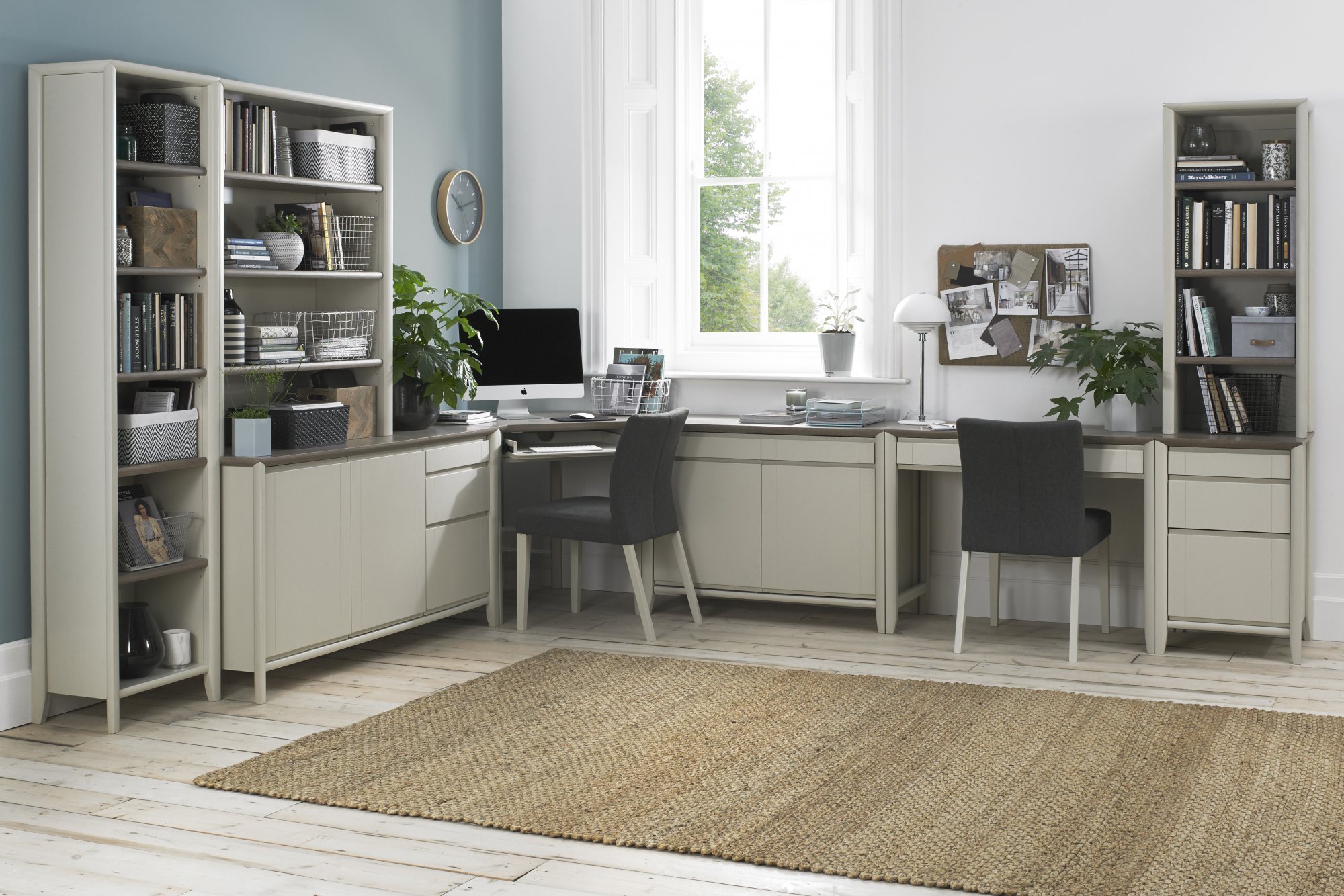 Bergen Grey Washed Oak & Soft Grey Corner Desk | Home Office - Bentley ...