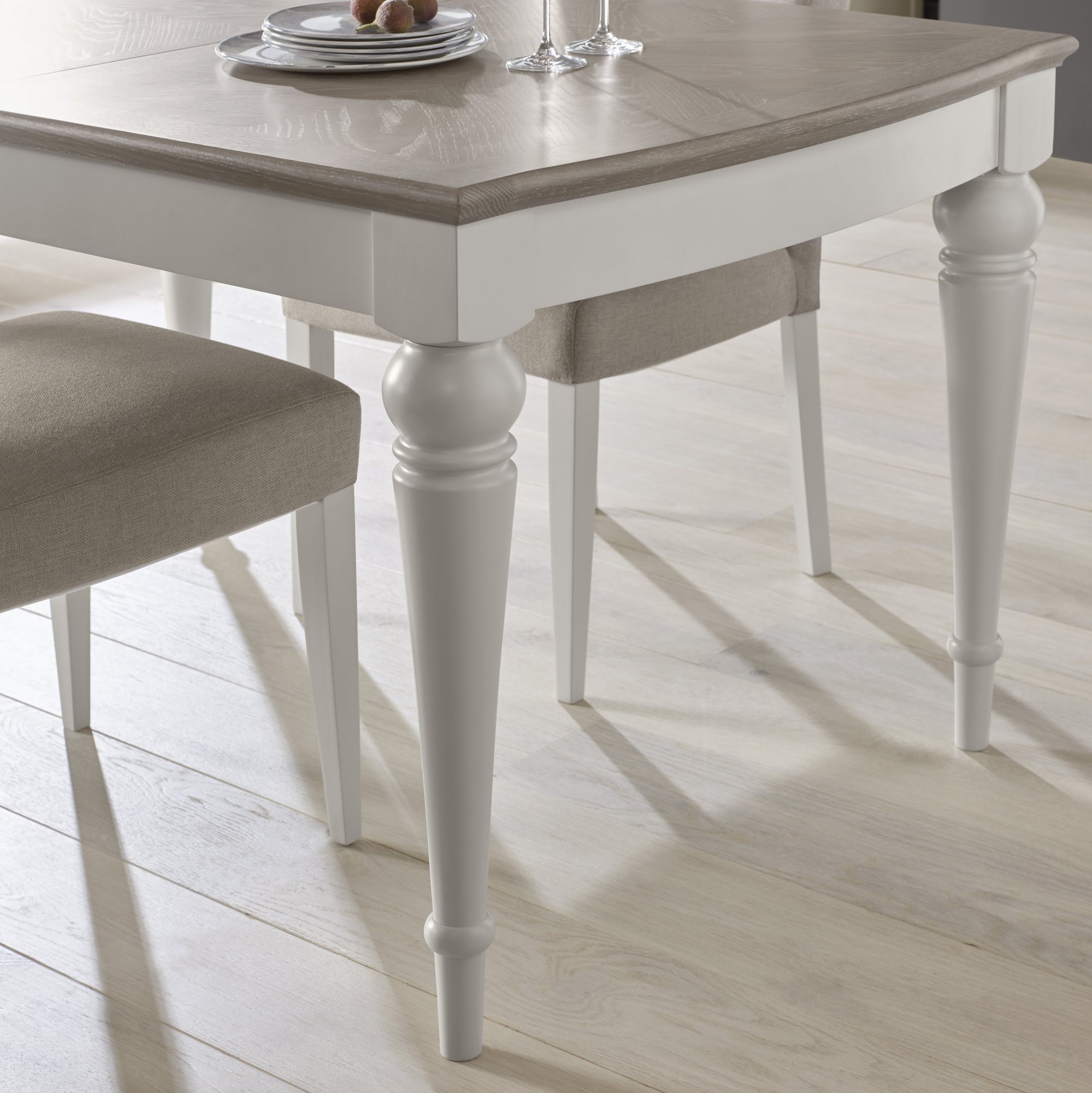 Montreux Grey Washed Oak & Soft Grey Table | 4-6 Seater - Bentley Designs