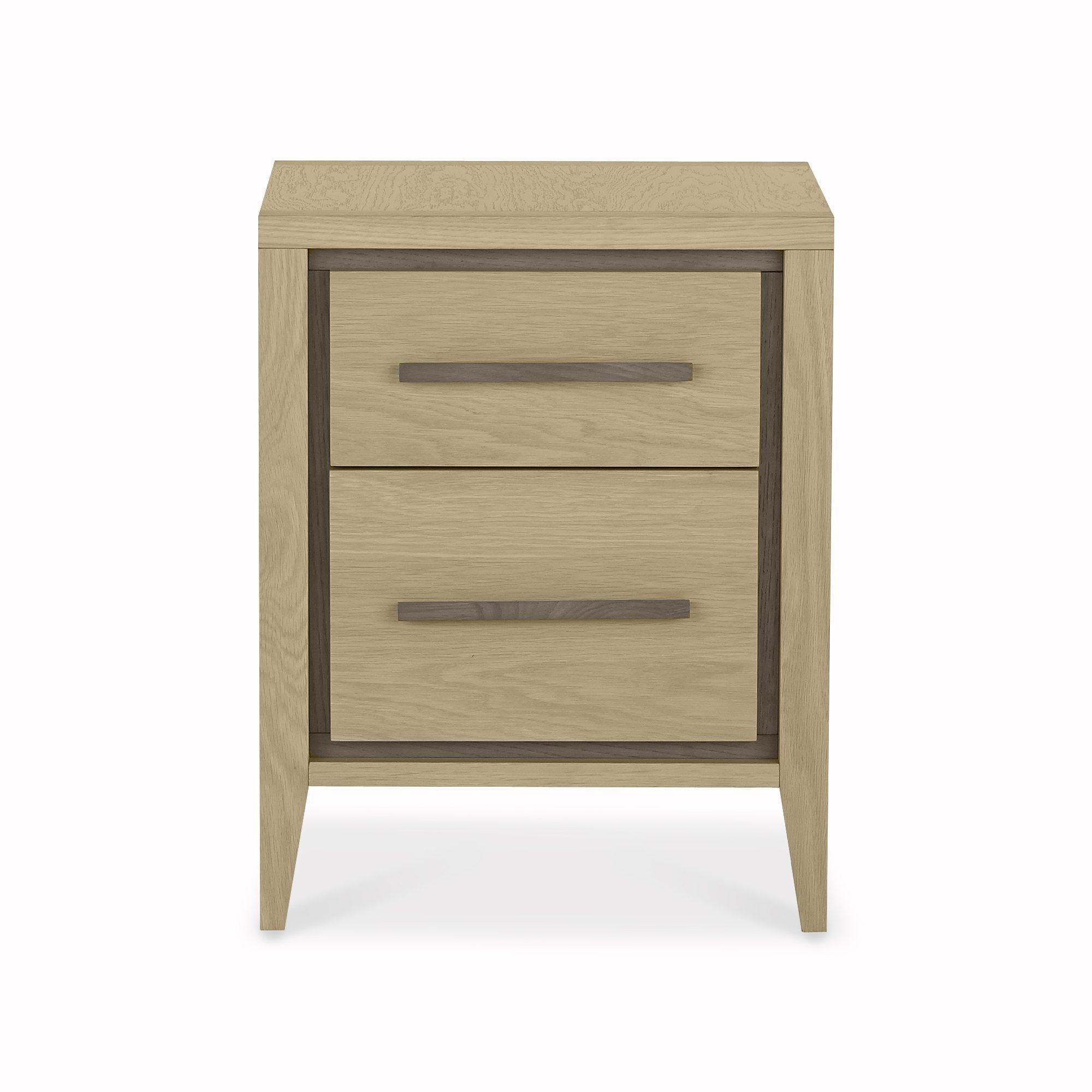 Rimini Aged Oak & Weathered Oak 2 Drawer Bedside Table - Bentley Designs