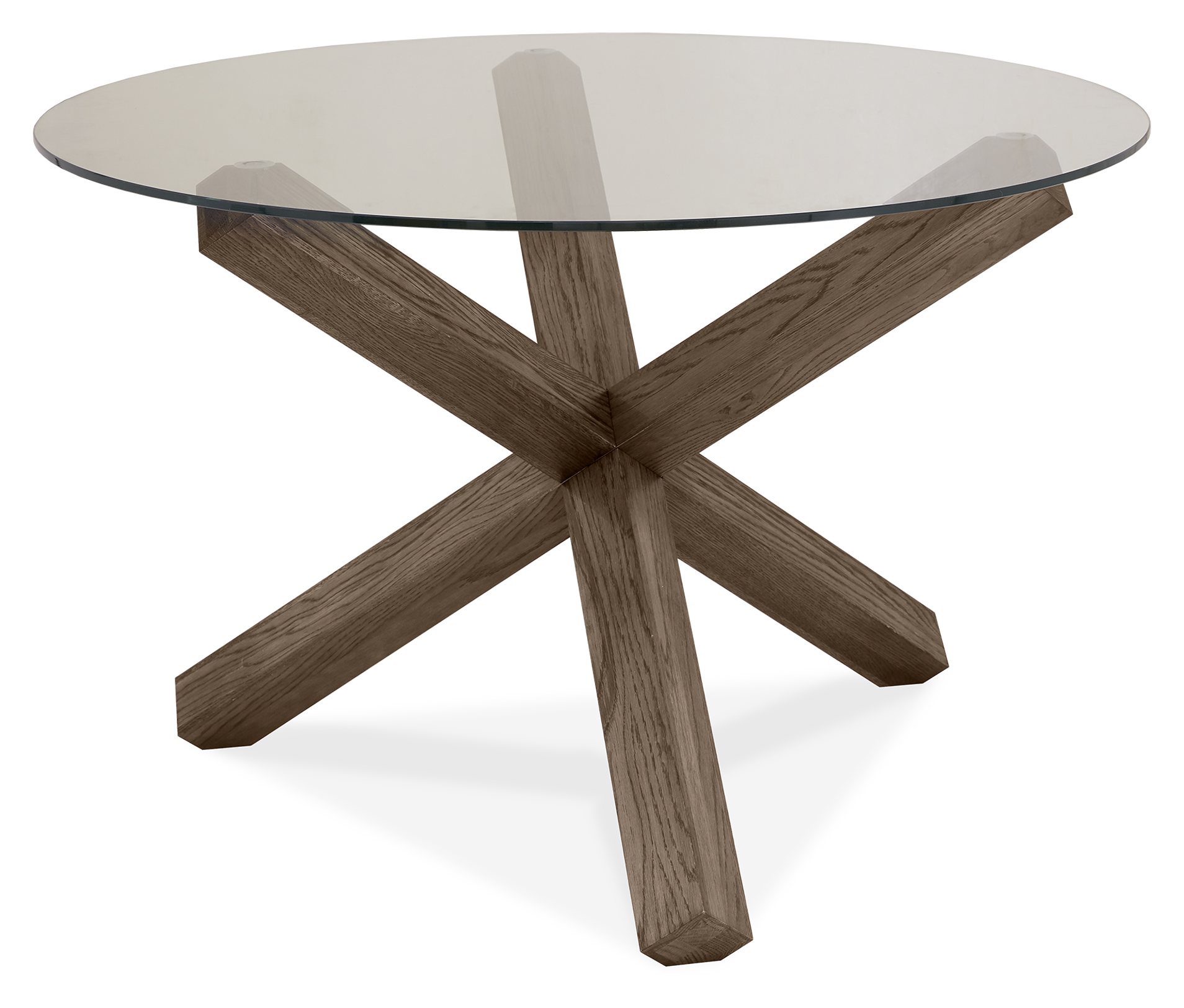 Turin Dark Oak Circular Glass Table | Dining Furniture - Bentley Designs