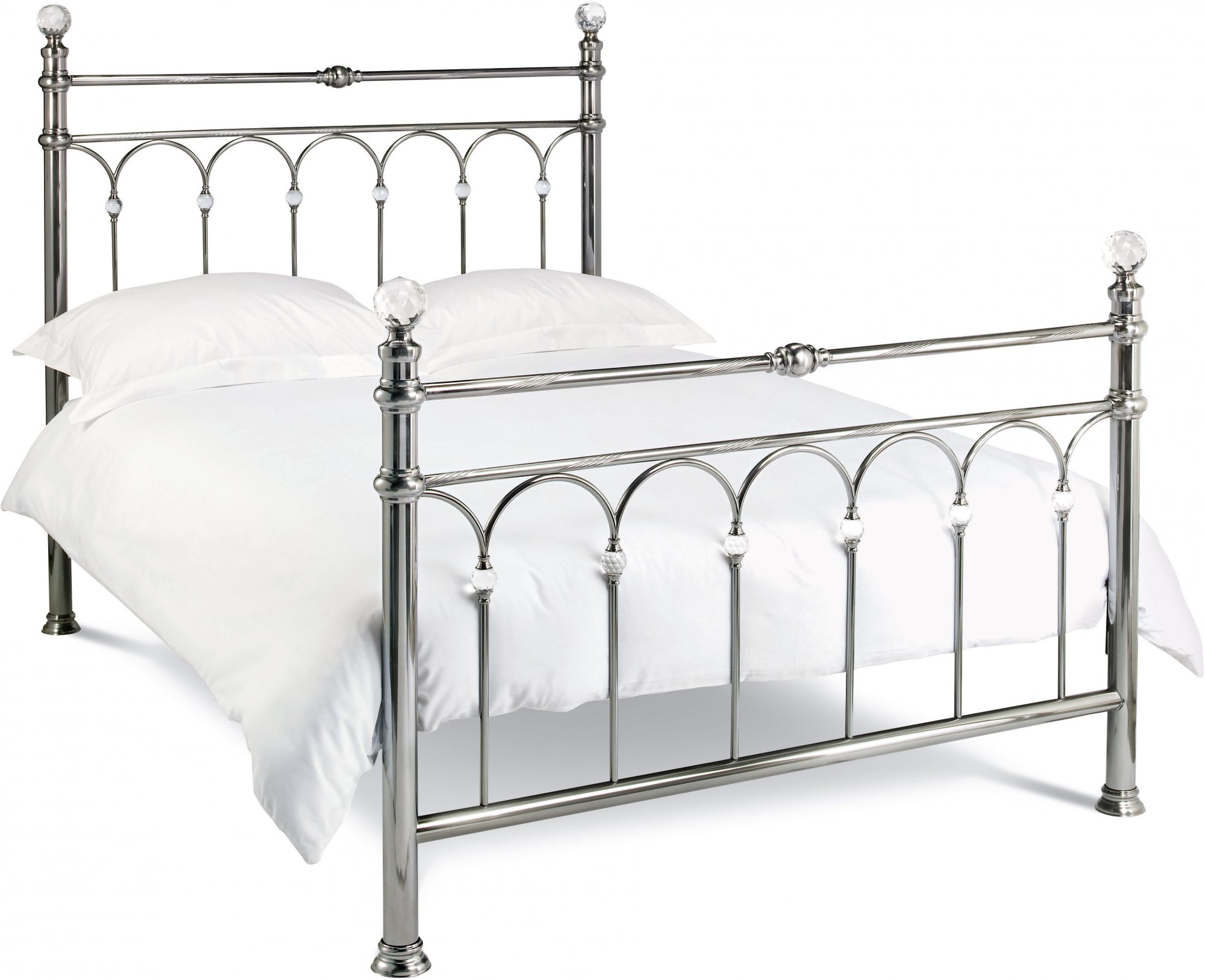 Krystal Antique Nickel Bed Frame | Double - Bentley Designs