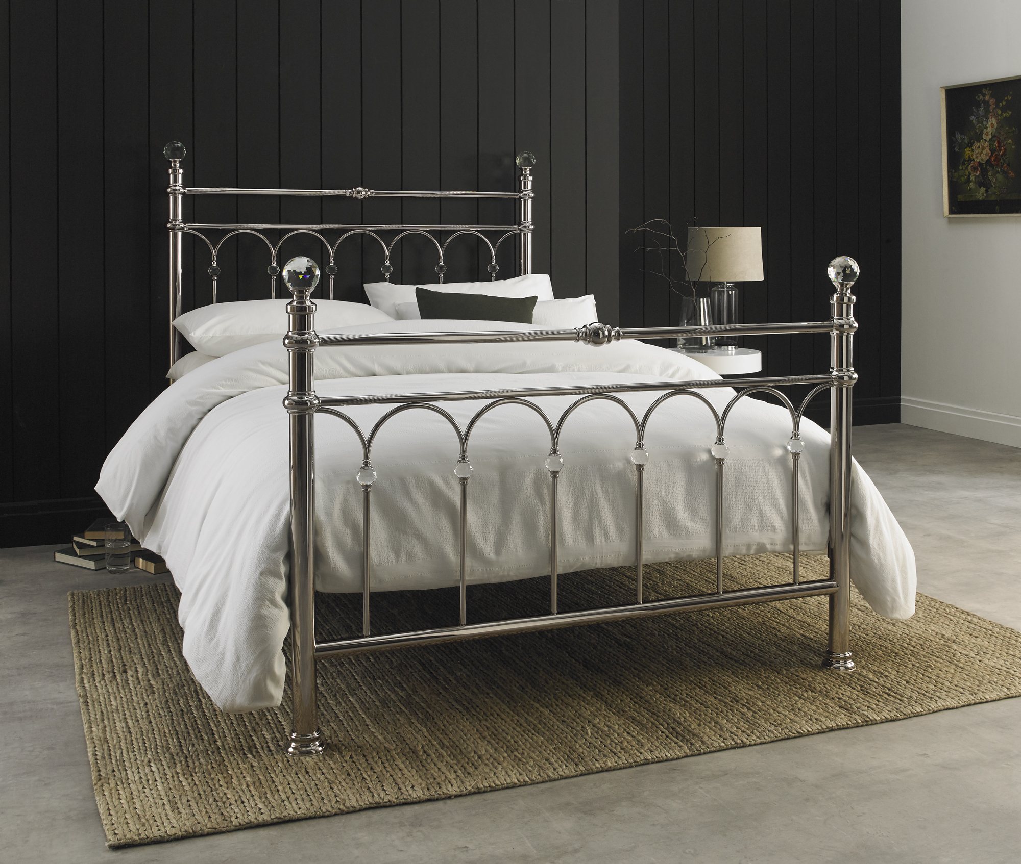 Krystal Shiny Nickel Bedstead Size Double Bentley Designs UK Ltd Krystal Shiny Nickel Bedstead Size Double Bentley Designs UK Ltd