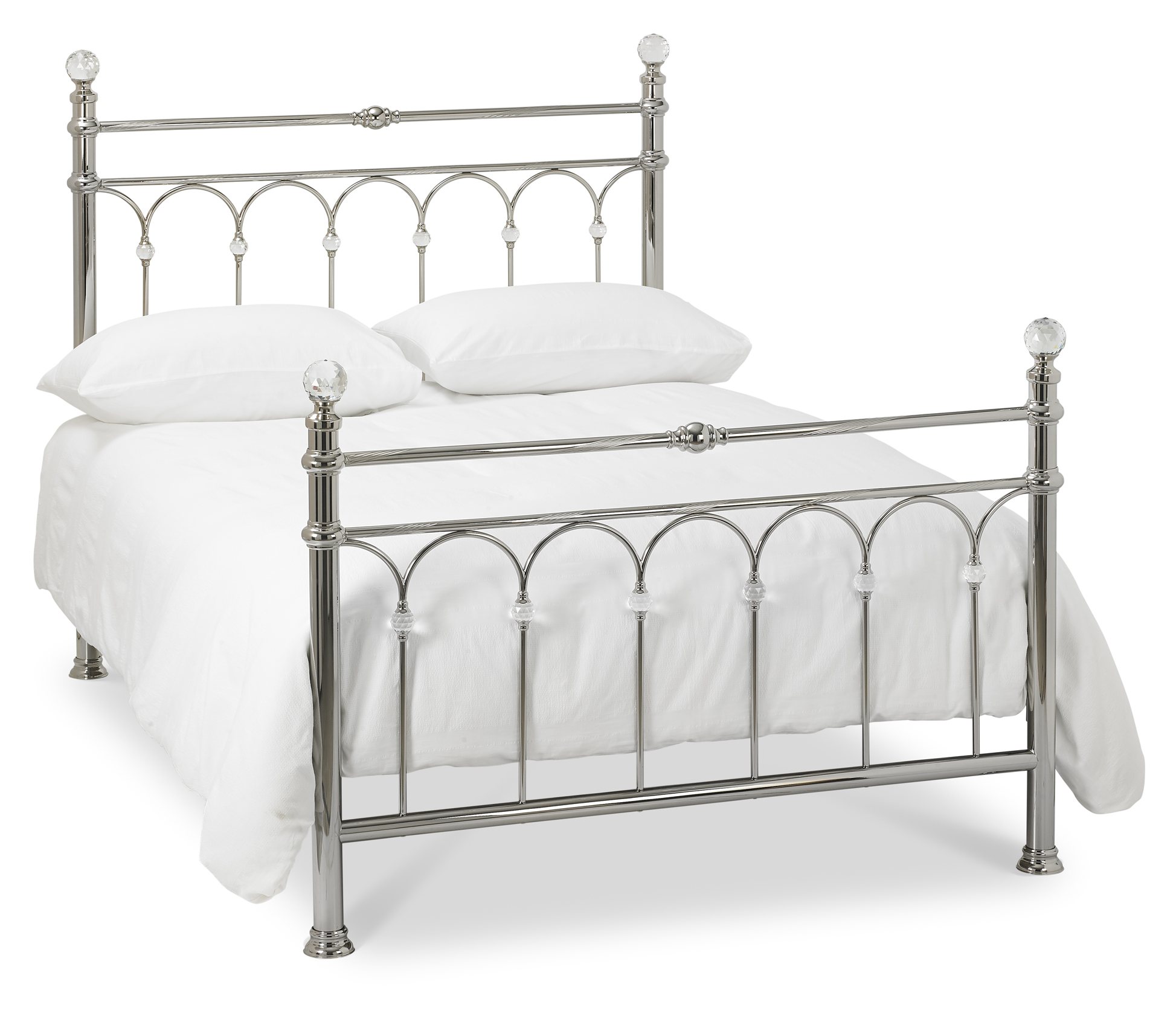 Krystal Shiny Nickel Bed Frame | Double - Bentley Designs