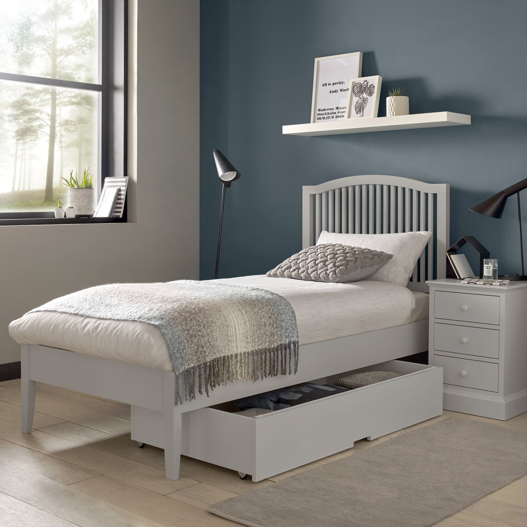 Ashby Soft Grey Slatted Bed Frame | Single - Bentley Designs