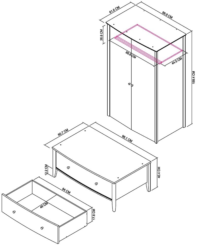 Whitby Scandi Oak & Warm Grey Wardrobe | Size: Double - Bentley Designs