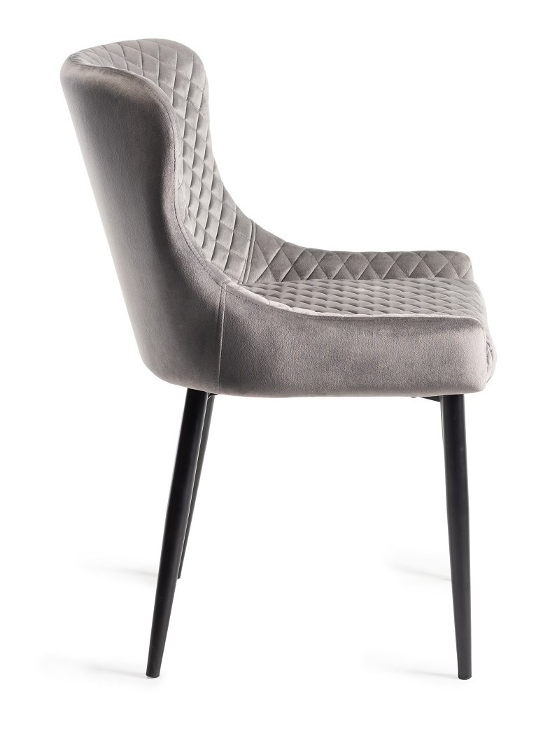 Gallery Collection Cezanne - Grey Velvet Fabric Chair with Black Legs ...