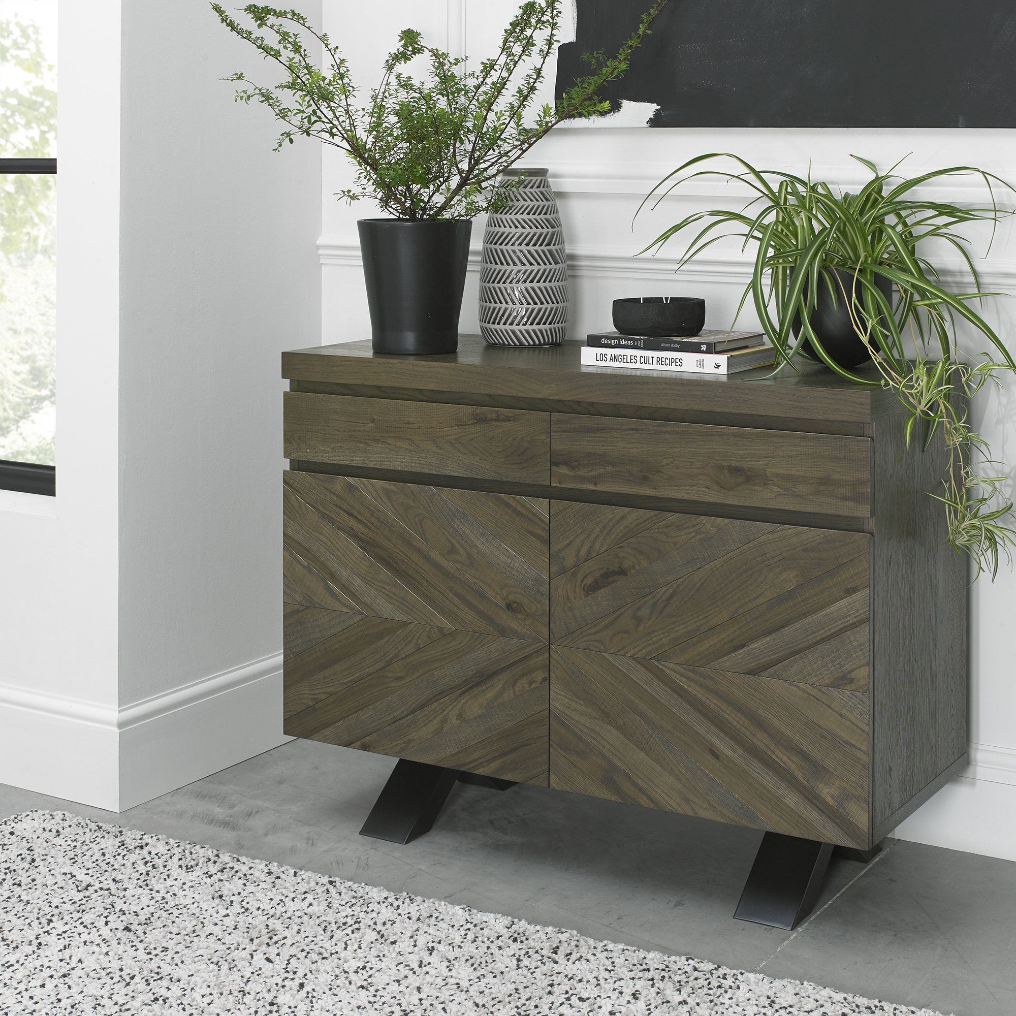 Signature Collection Ellipse Fumed Oak Narrow Sideboard - Living Room ...