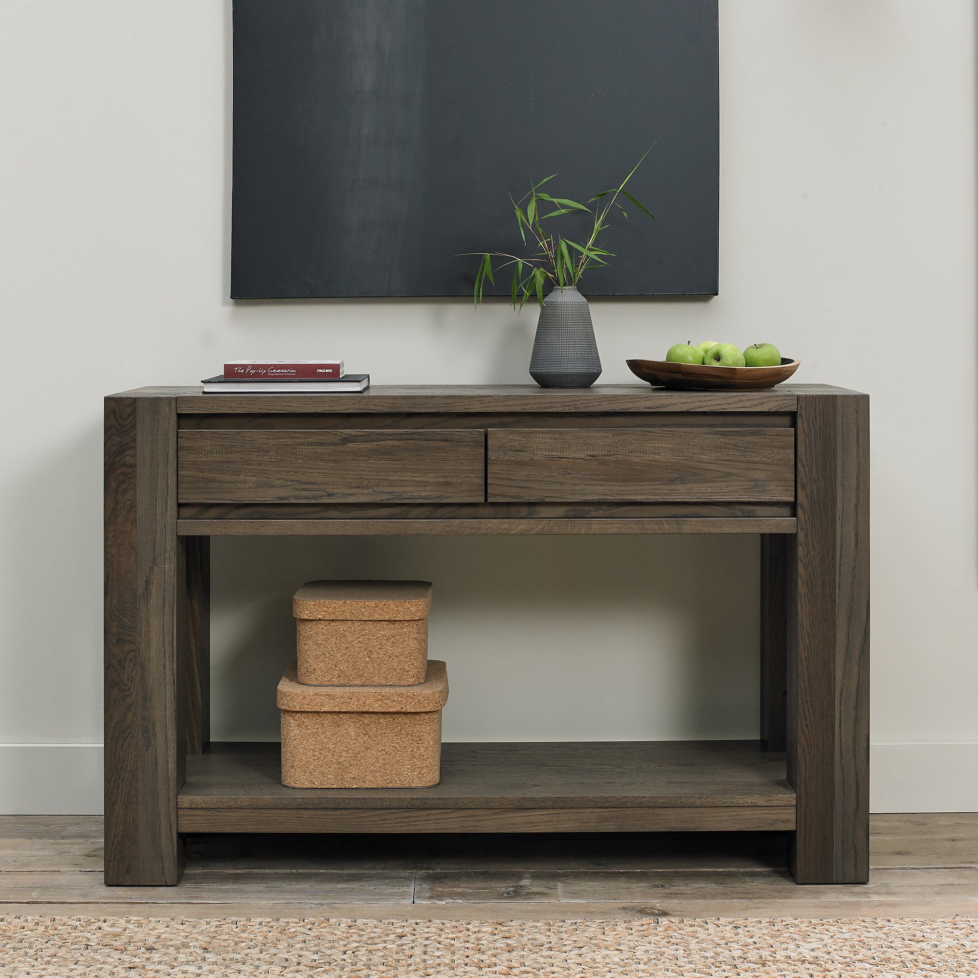 Signature Collection Logan Fumed Oak Console Table - Console Tables ...