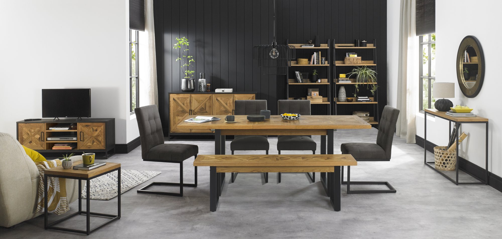 Signature Collection Indus Rustic Oak Bench - Benches - Bentley Designs