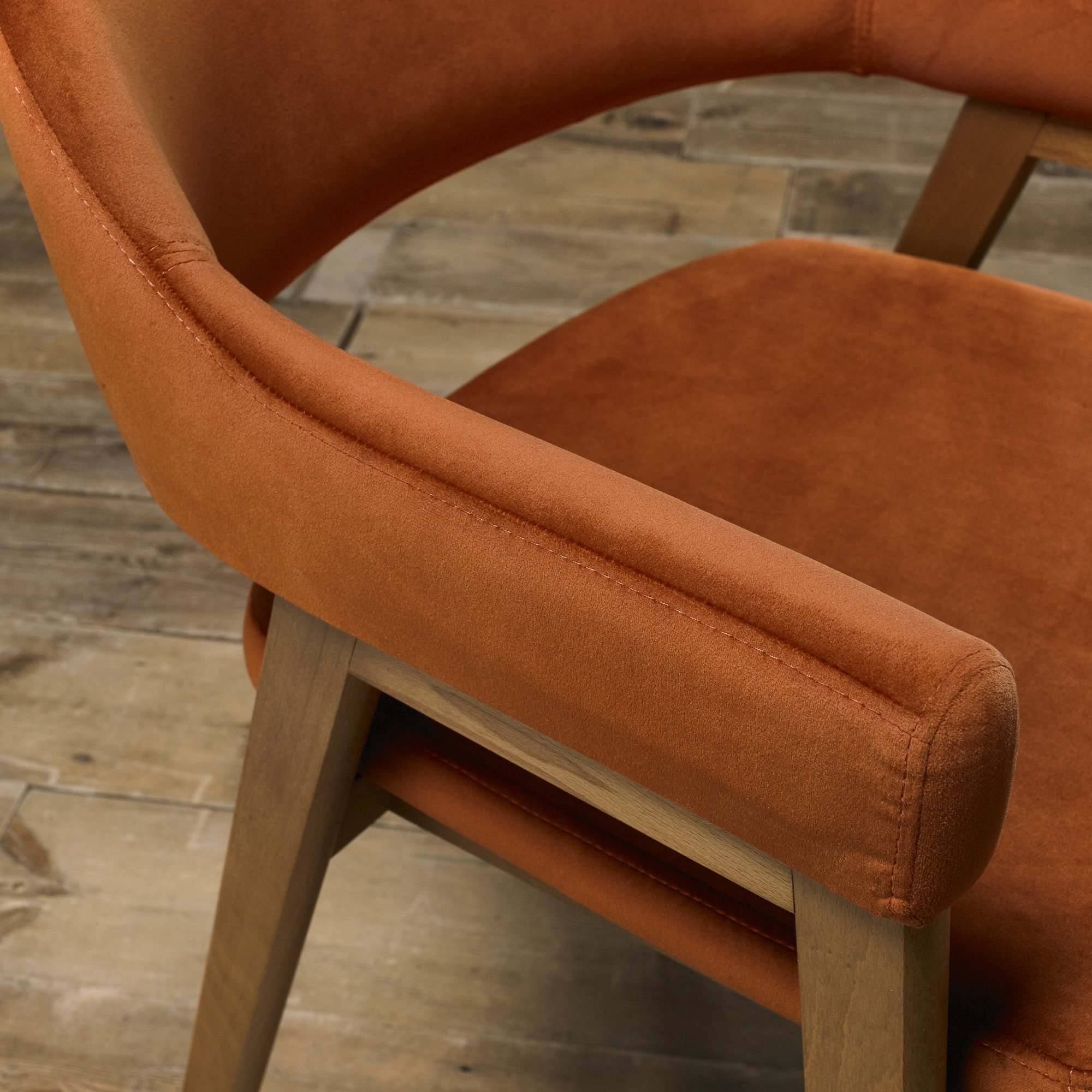 Camden Rustic Oak Upholstered Arm Chair | Dining Room - Bentley Designs