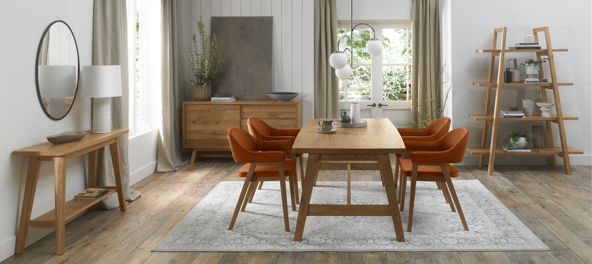 Camden Rustic Oak Upholstered Arm Chair | Dining Room - Bentley Designs