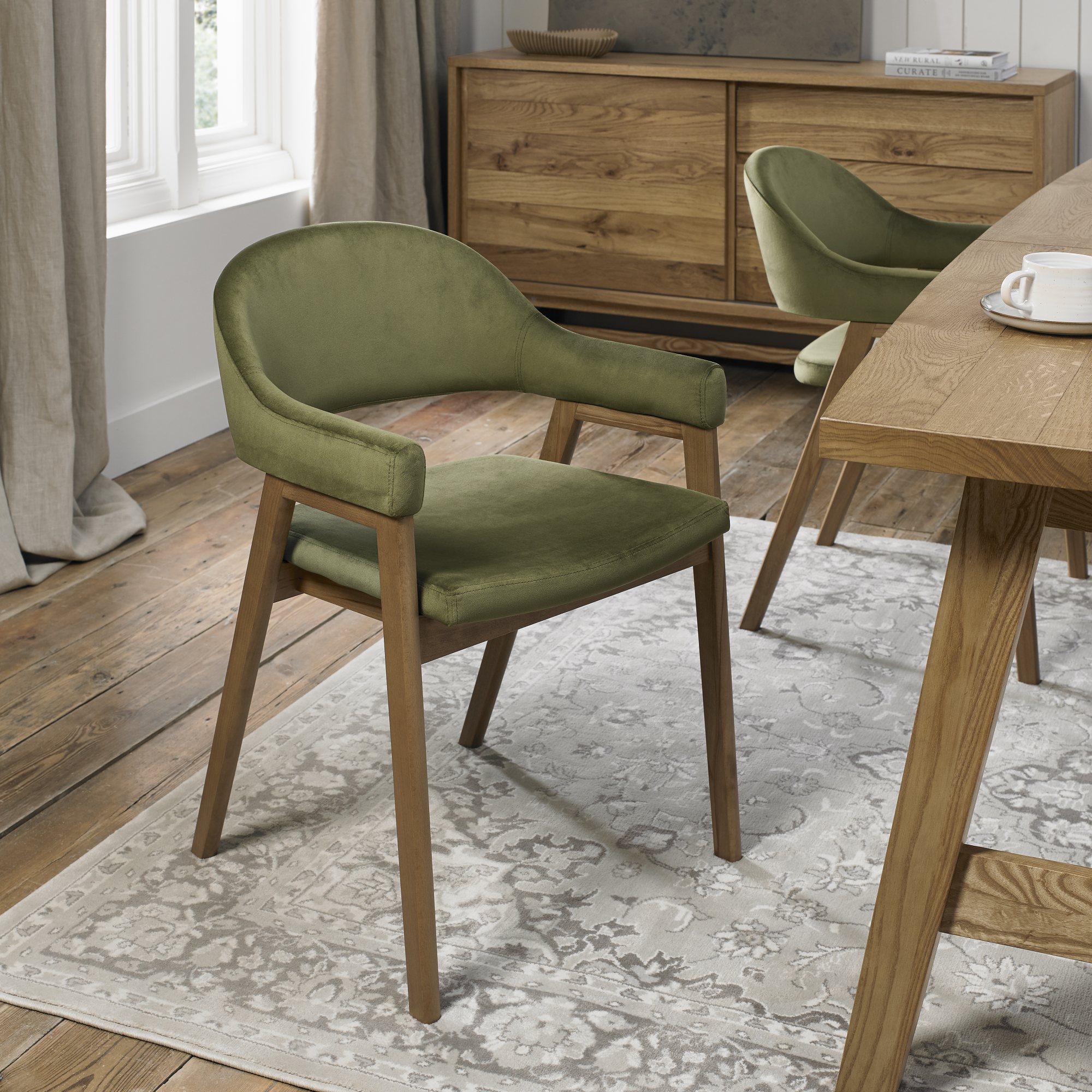 Camden Rustic Oak Upholstered Arm Chair | | Dining Furniture - Bentley ...