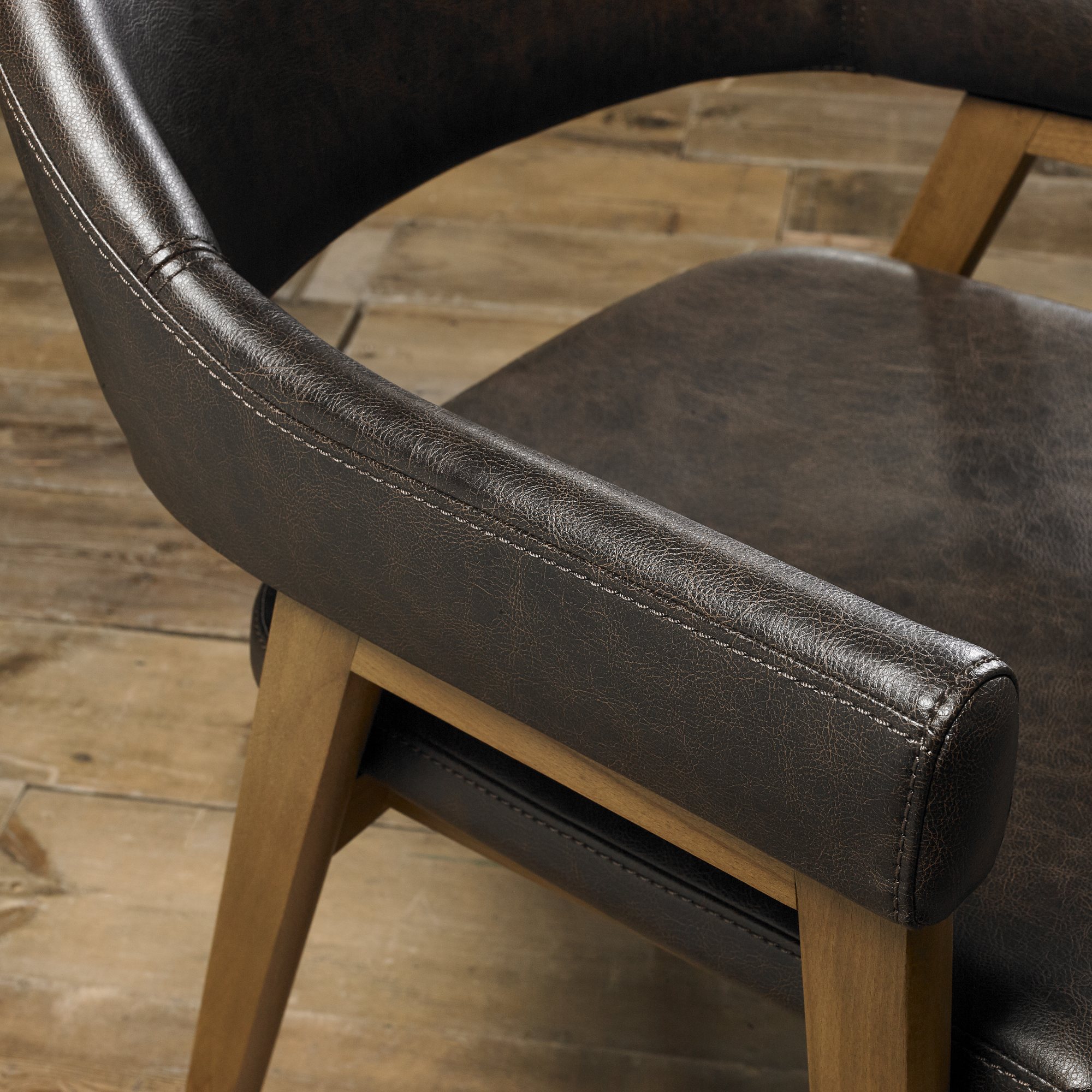 Camden Rustic Oak Upholstered Arm Chair | Dining Furniture - Bentley ...