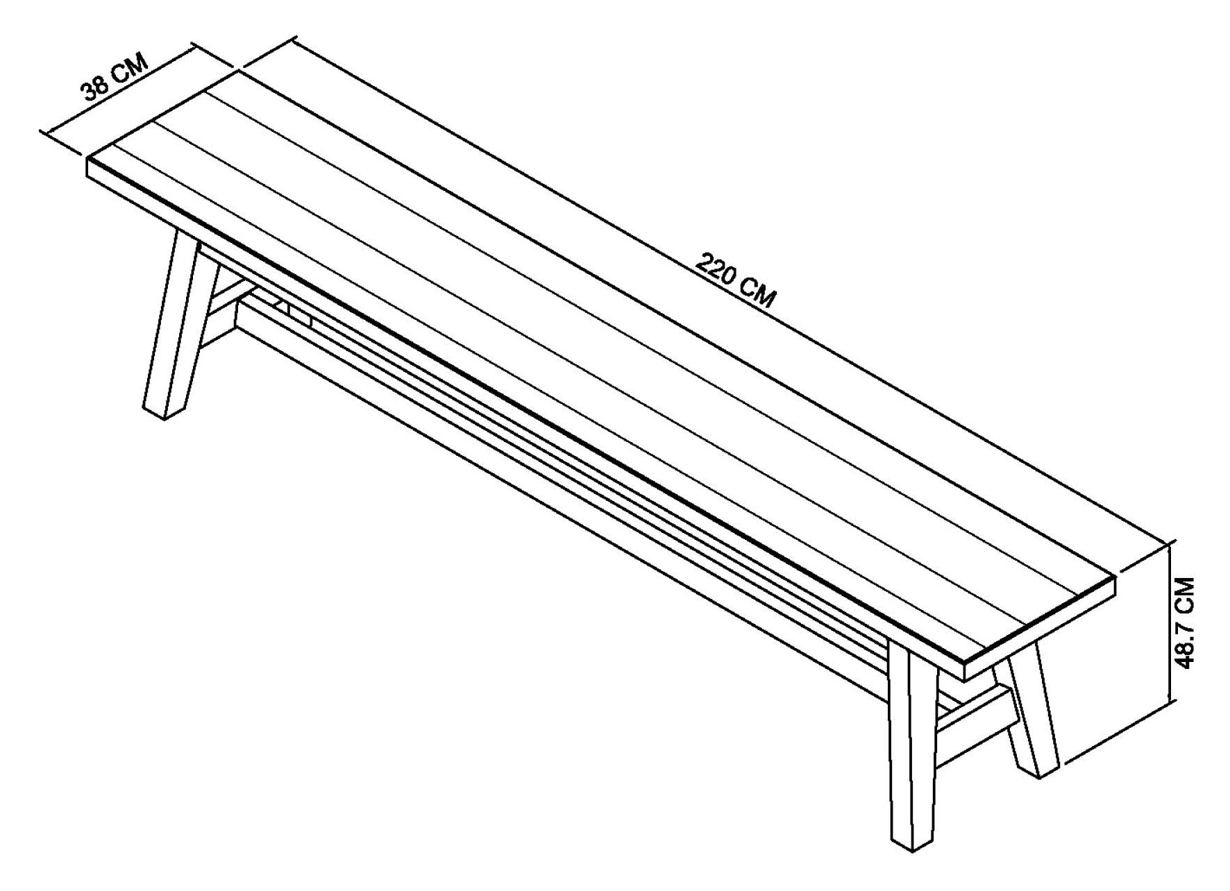 Camden Rustic Oak Bench for 6-8 Seater Dining Table | Dining - Bentley ...