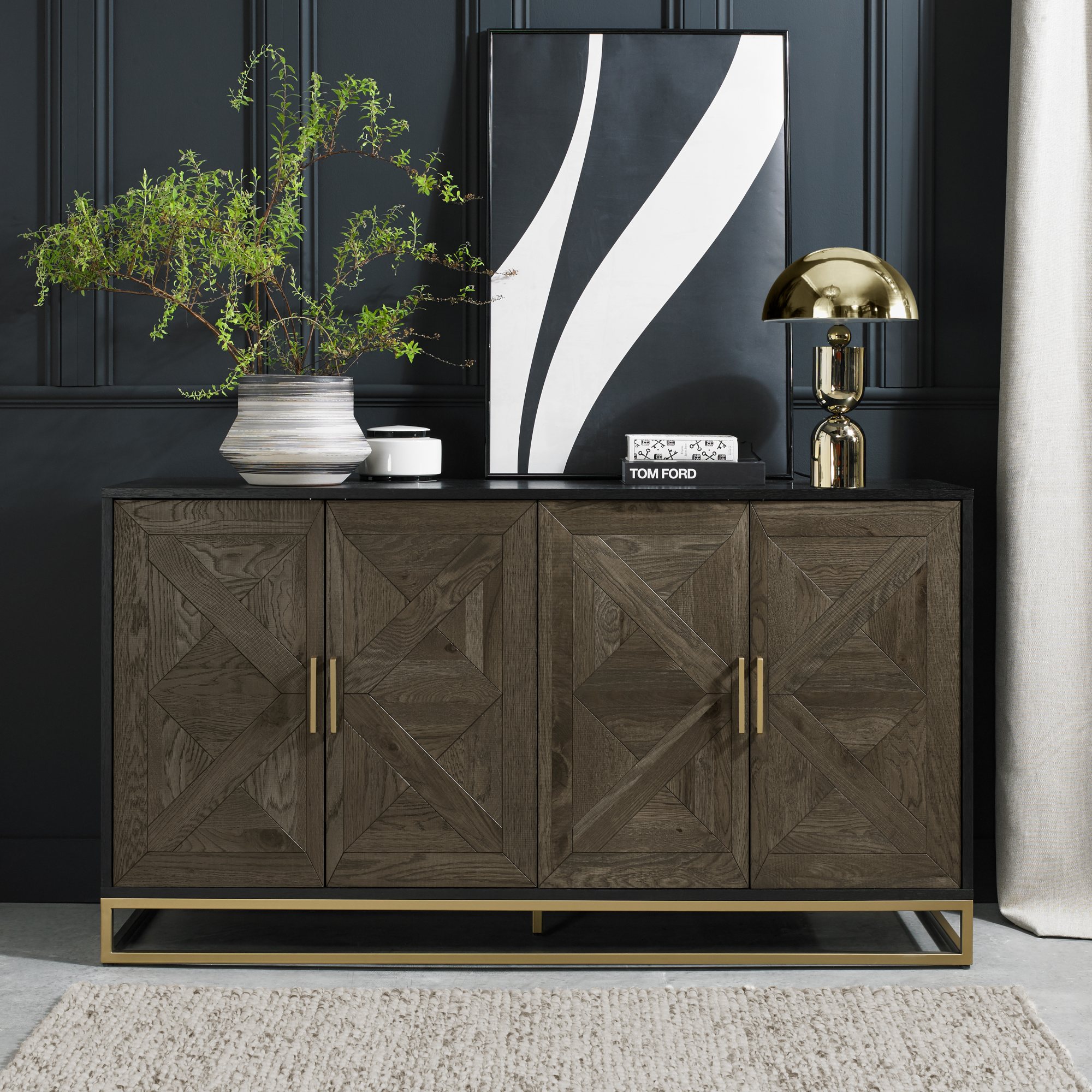 Athena Fumed Oak Wide Sideboard | Dining Room Furniture - Bentley Designs