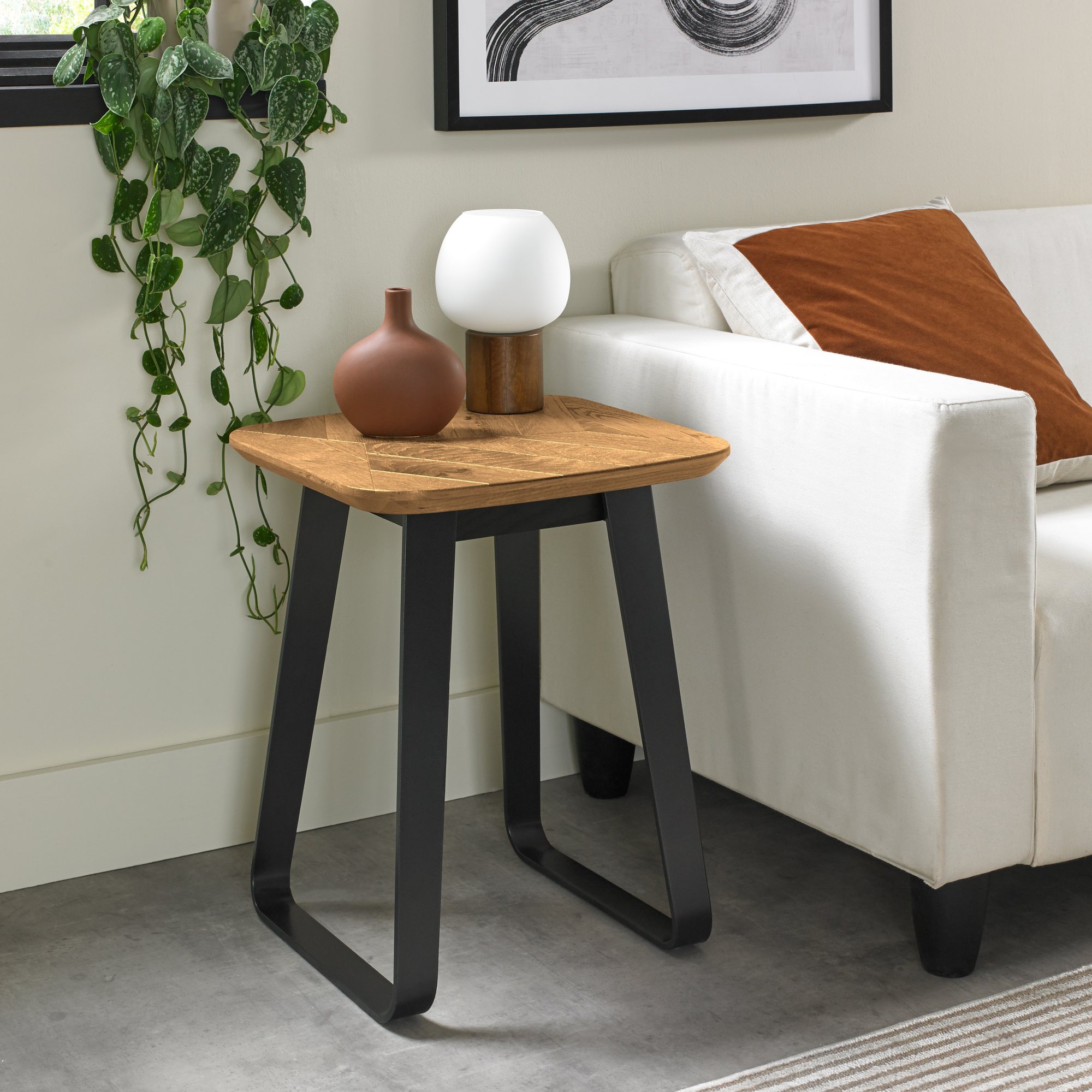 Emerson Rustic Oak Square Lamp Table | Living Room Furniture - Bentley ...