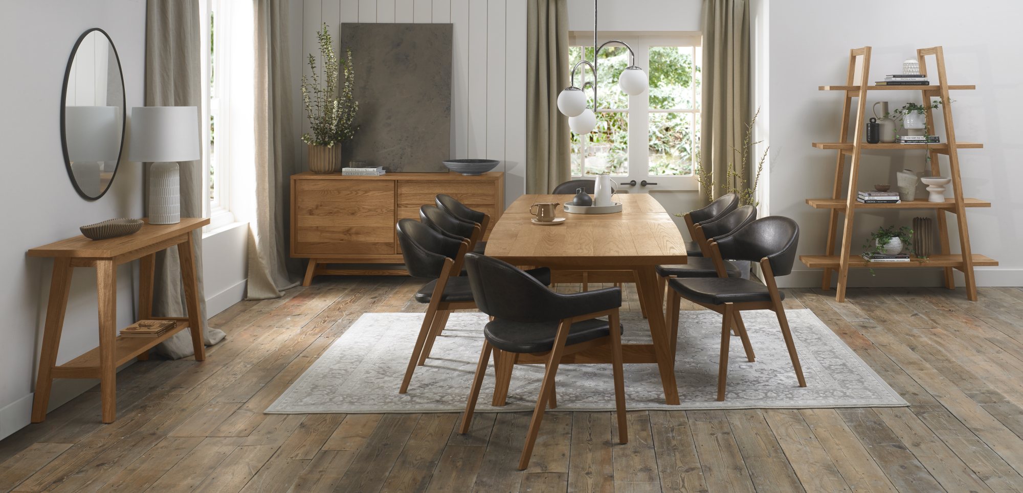 Camden Rustic Oak 6-8 Dining Set | Old West Vintage Fabric - Bentley ...