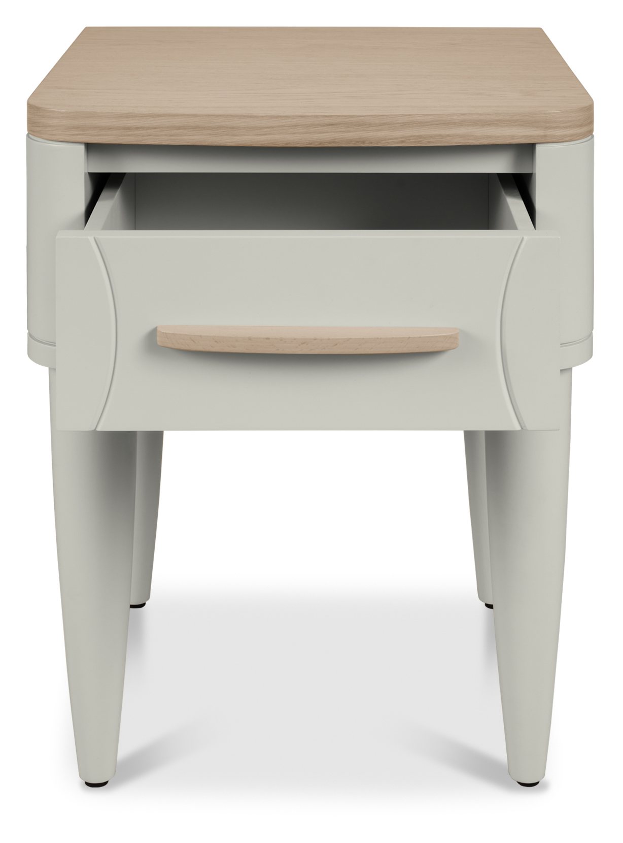 Larsen Scandi Oak & Soft Grey 1 Drawer Bedside Table - Bentley Designs