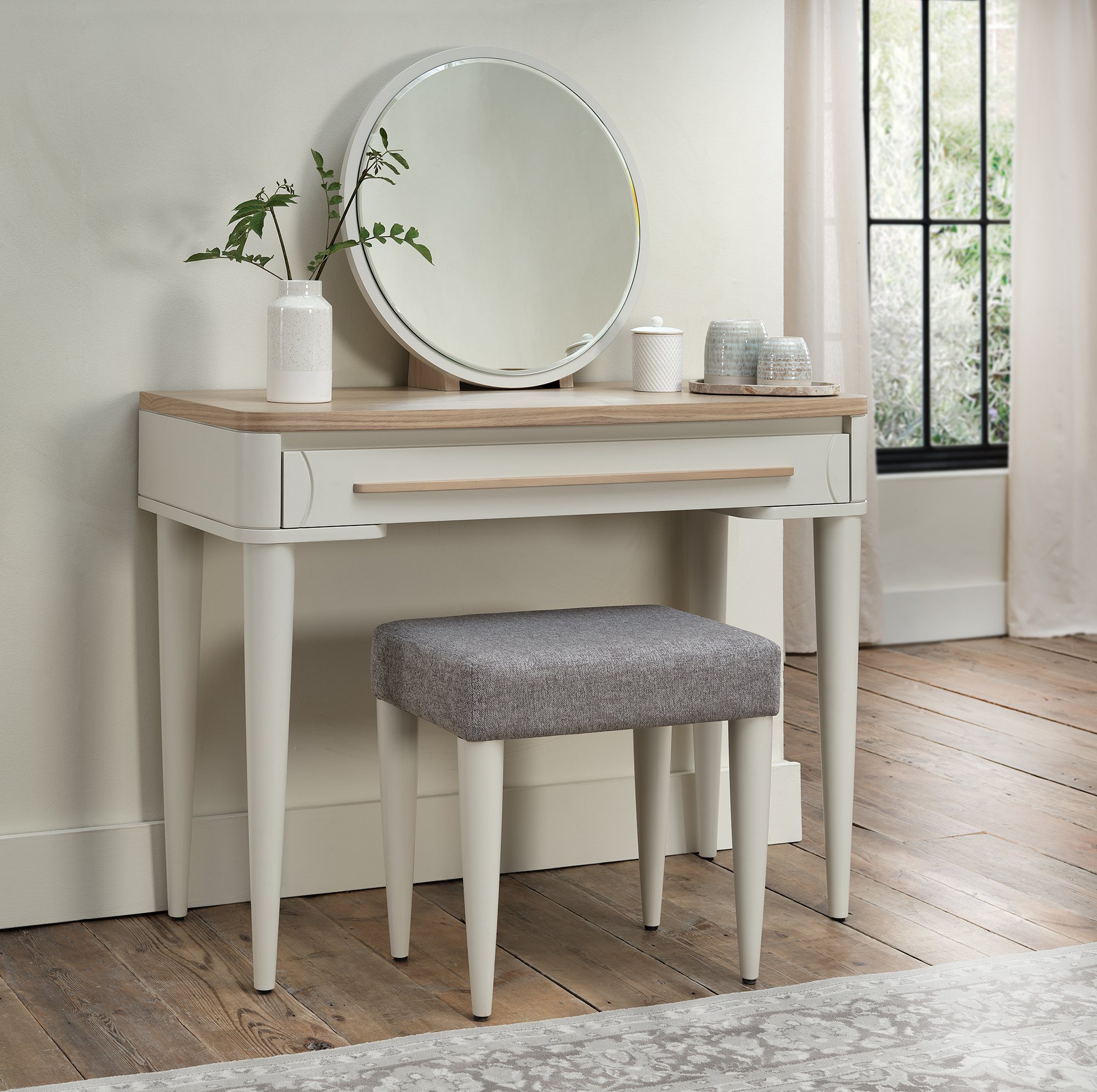 Larsen Scandi Oak & Soft Grey Dressing Table - Bentley Designs