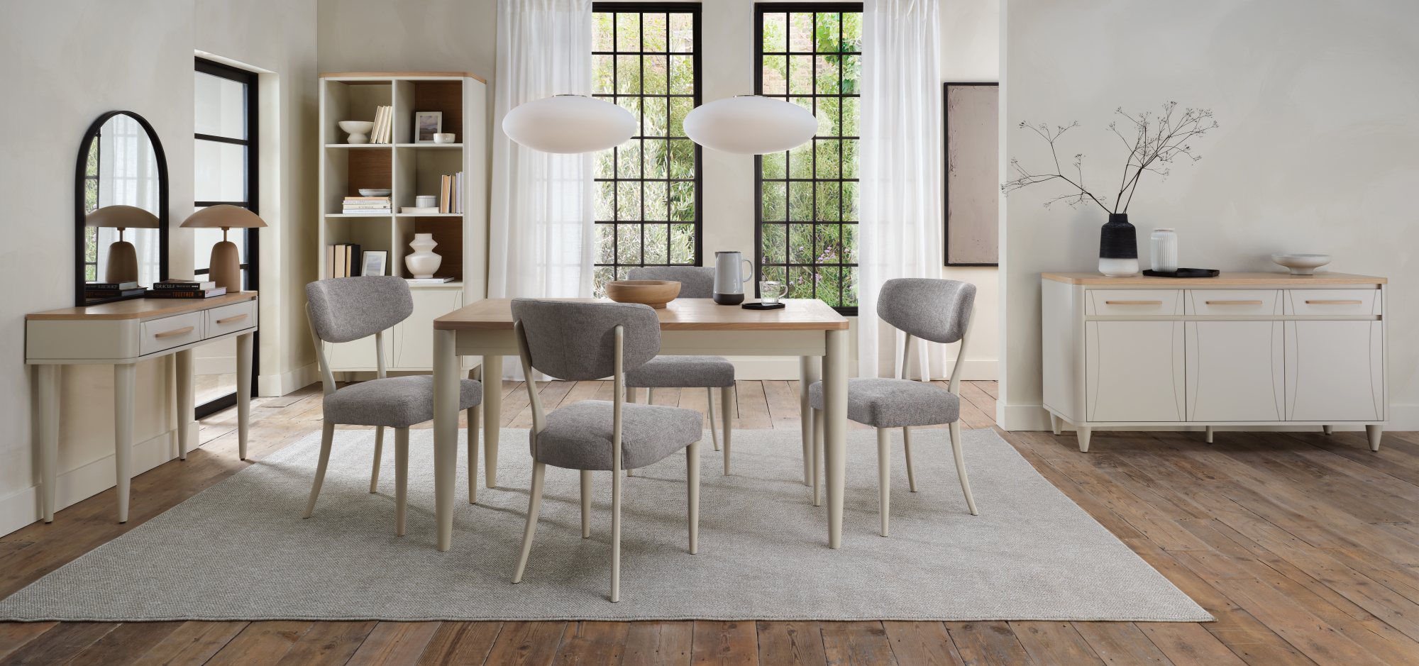 Larsen Scandi Oak & Soft Grey Console Table with Drawer - Bentley Designs