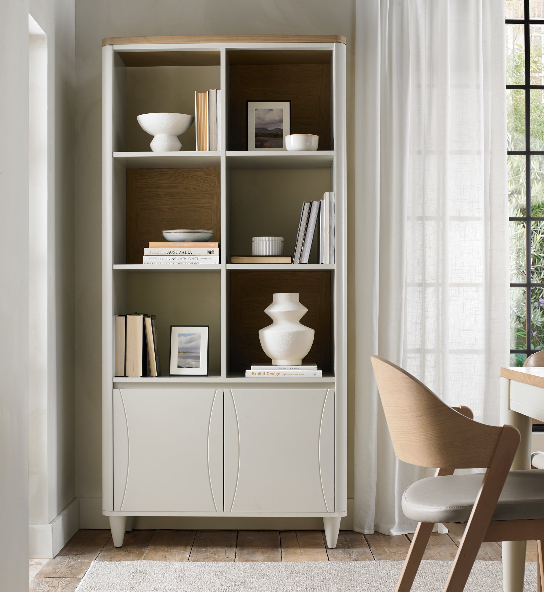 Larsen Scandi Oak & Soft Grey Display Unit - Bentley Designs