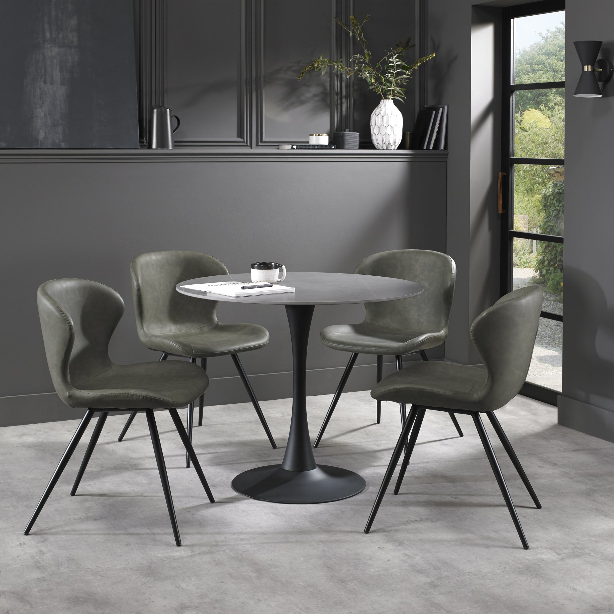 Mason Grey Sintered Stone Circular Bistro Table - Bentley Designs