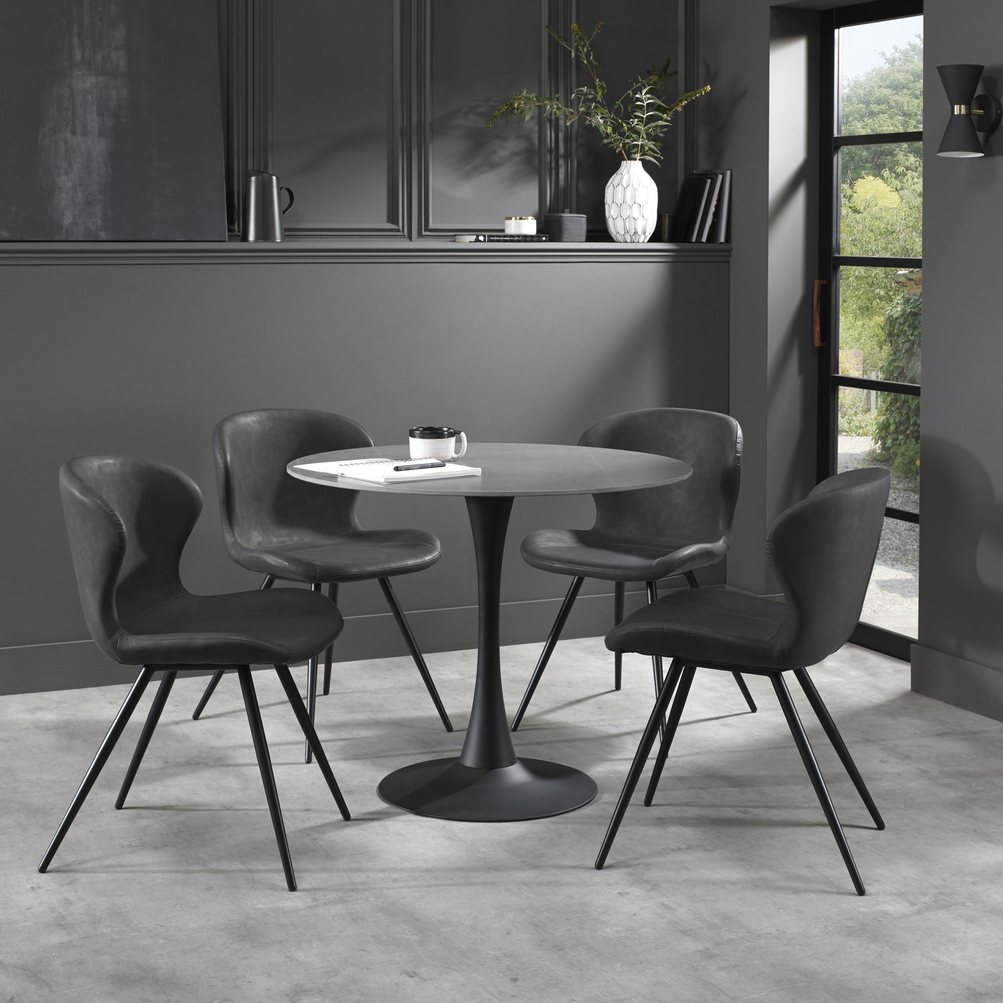 Mason Grey Sintered Stone Circular Bistro Table - Bentley Designs