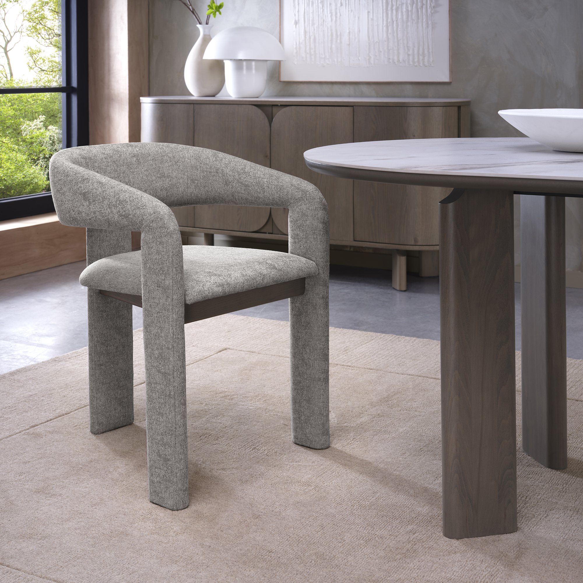 Duo Grey Oiled Oak Upholstered Chair - Grey Fabric - Bentley Designs