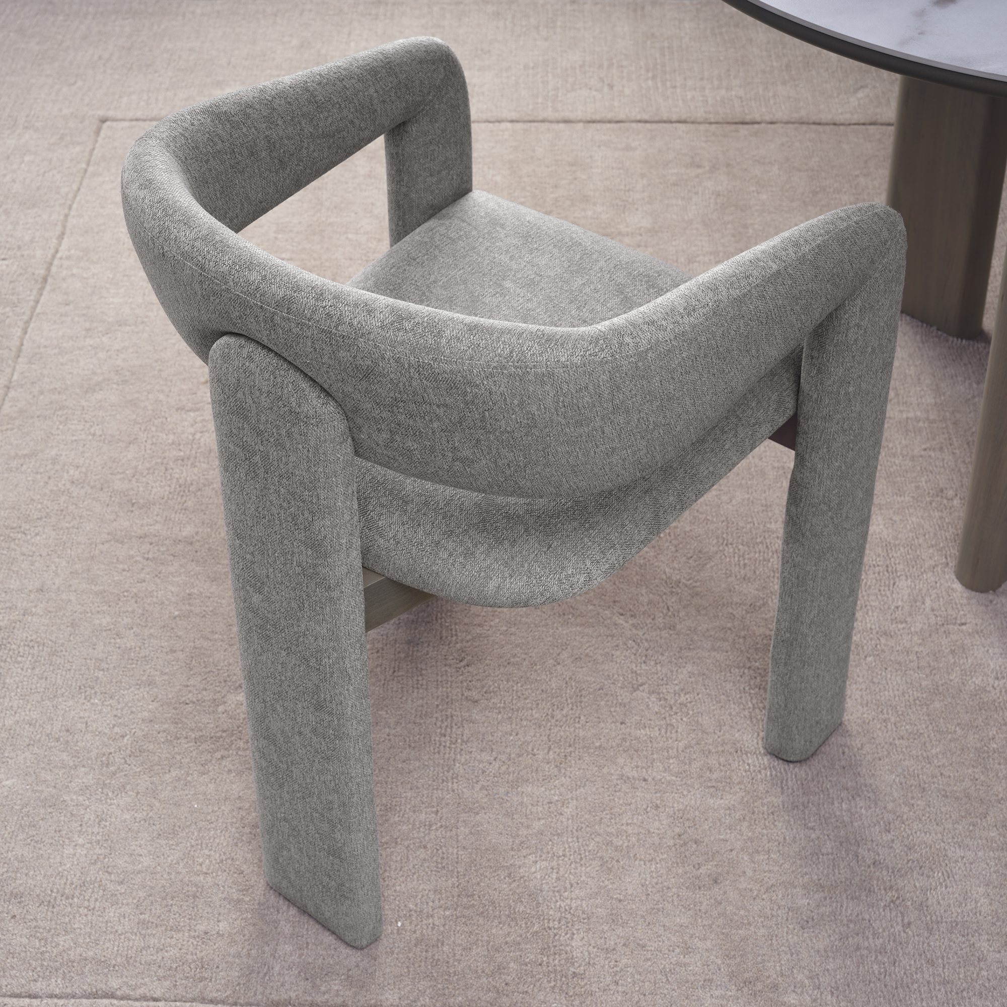 Duo Grey Oiled Oak Upholstered Chair - Grey Fabric - Bentley Designs