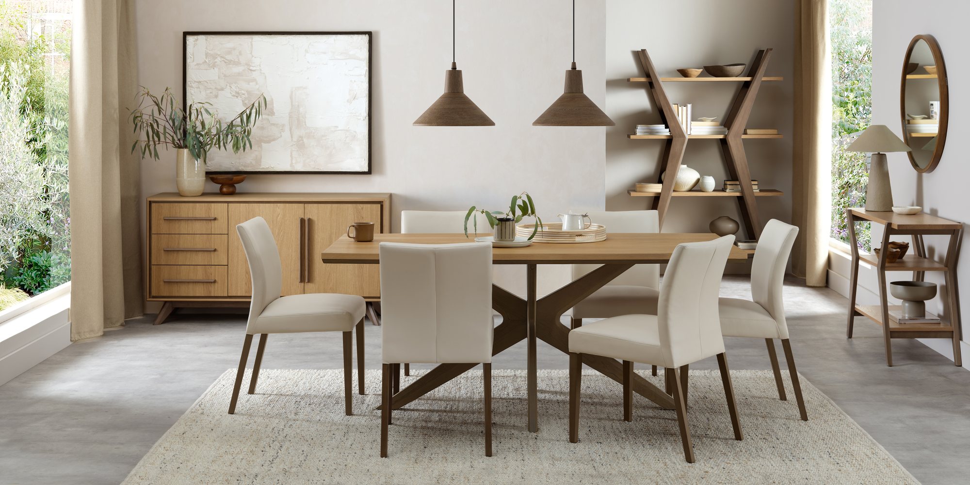 Kristen Oak & Light Weathered Oak 6 Seater Dining Table - Bentley Designs