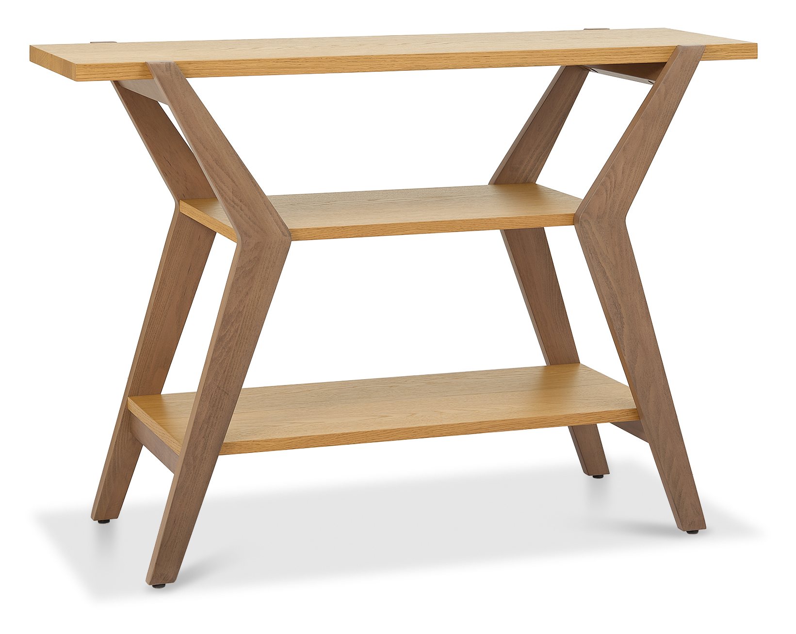 Kristen Oak & Light Weathered Oak Console Table with Shelves - Bentley ...