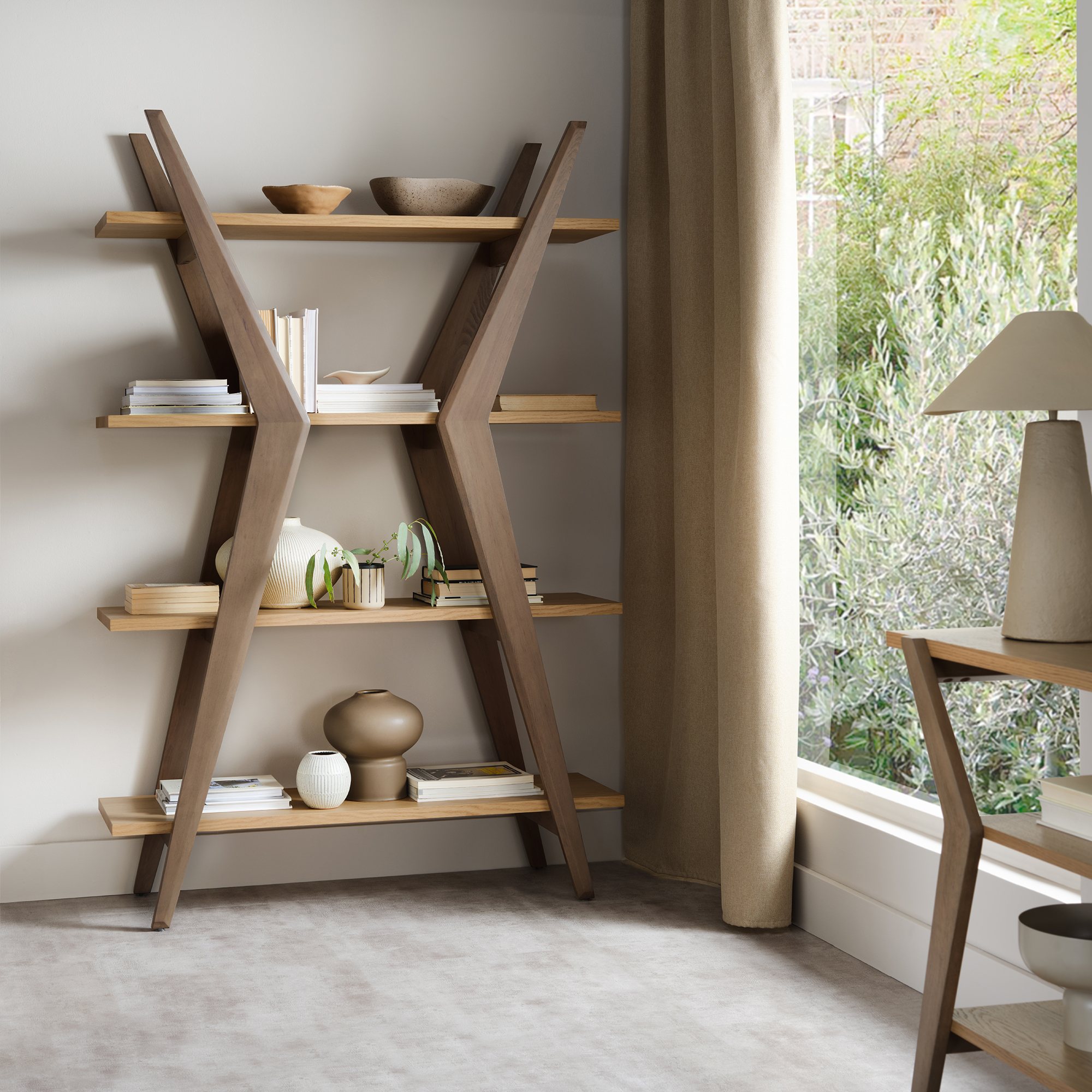 Kristen Oak & Light Weathered Oak Open Display Unit - Bentley Designs