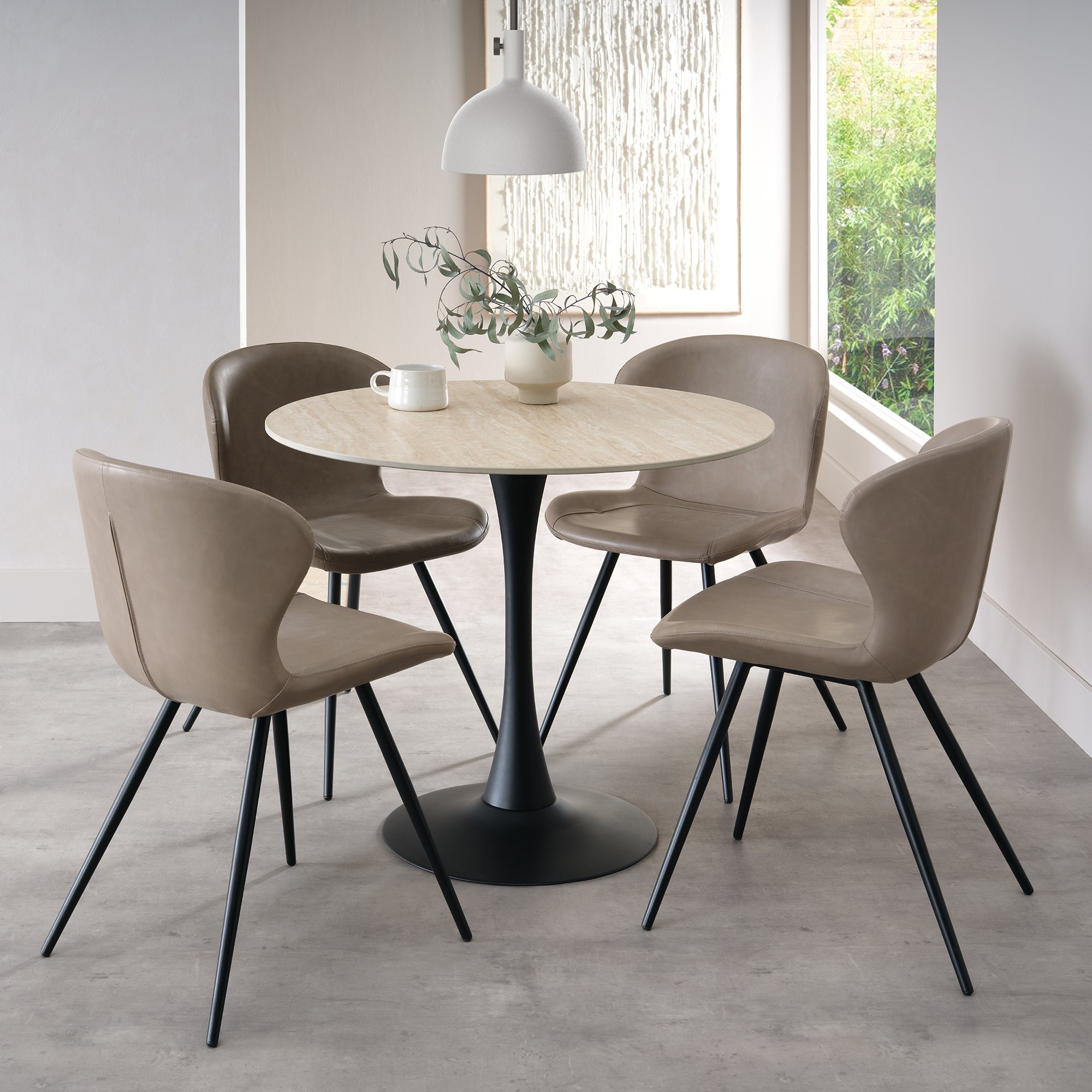 Mason Matt Beige Sintered Stone Circular Bistro Table - Bentley Designs