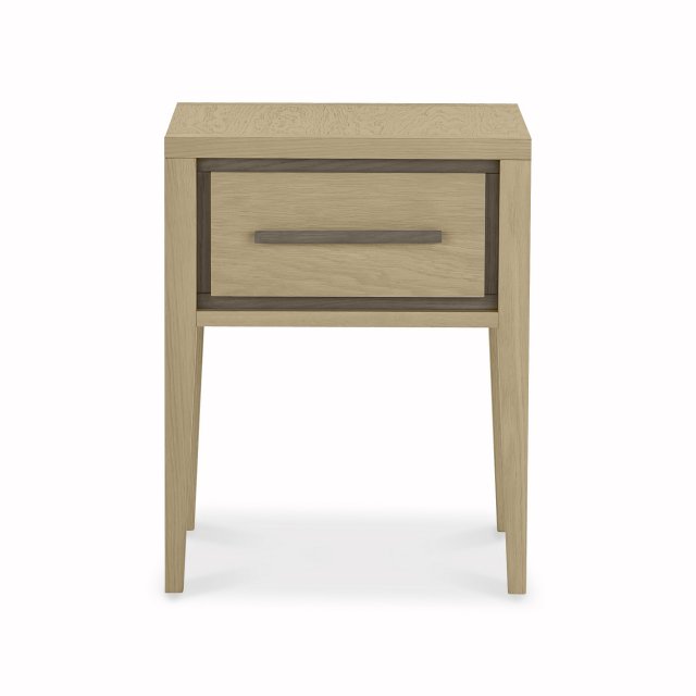 Rimini Aged Oak & Weathered Oak 1 Drawer Bedside Table - Bentley Designs