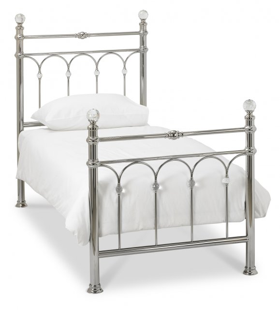 Krystal Shiny Nickel Bed Frame | Single - Bentley Designs