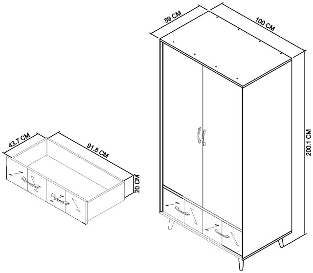 Double wardrobe size store