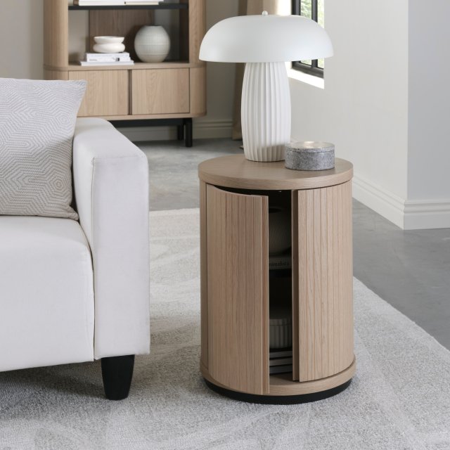 Vega Scandi Oak & Peppercorn Lamp Table | Living Room - Bentley Designs