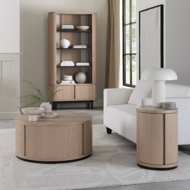 Vega Scandi Oak & Peppercorn Lamp Table | Living Room - Bentley Designs