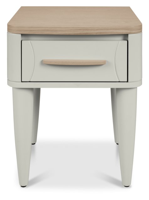 Larsen Scandi Oak & Soft Grey 1 Drawer Bedside Table - Bentley Designs